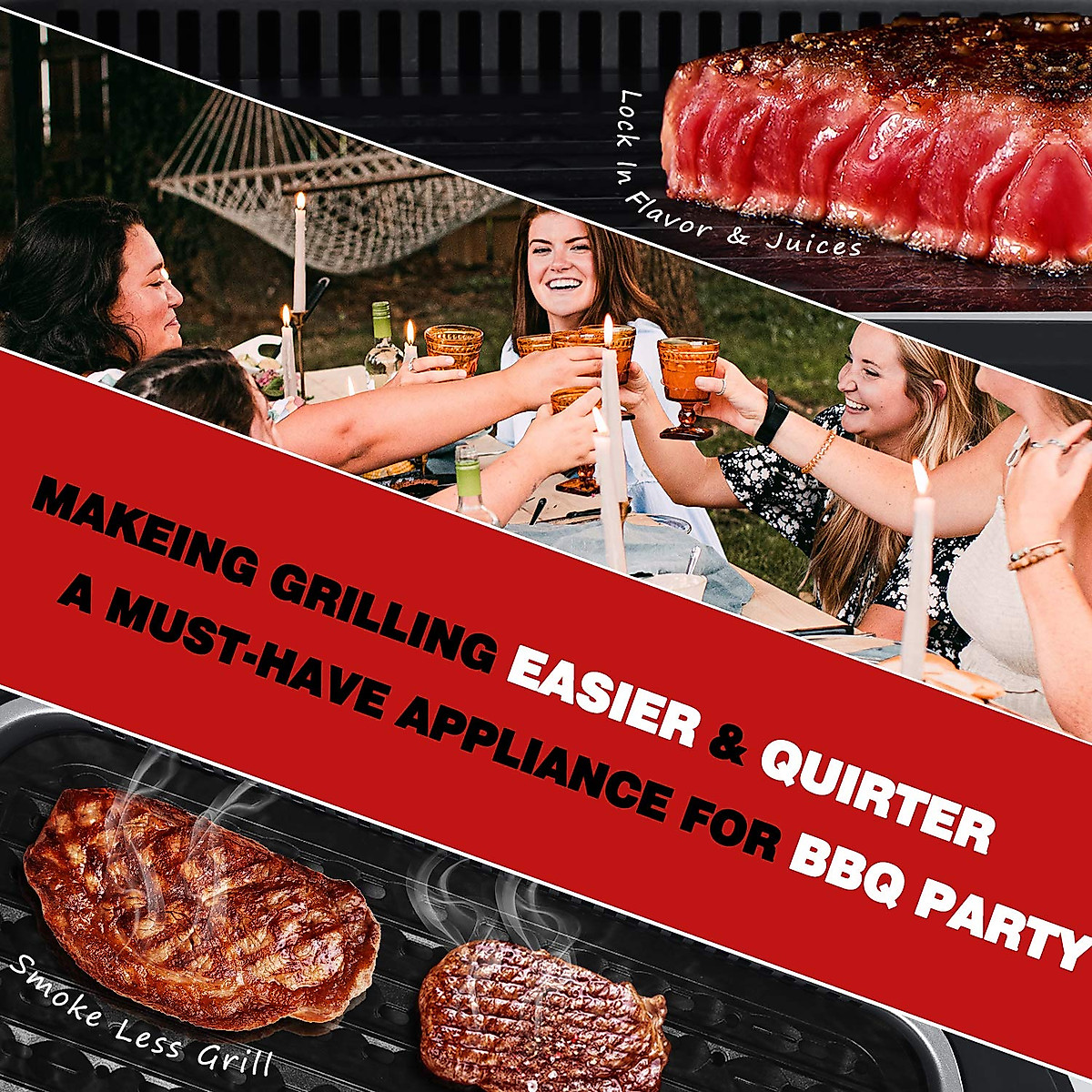 Indoor Smokeless Grill, Techwood 1500W Electric Indoor Grill with Tempered Glass Lid, Portable Non-stick BBQ Korean Grill, Turbo Smoke Extractor Technology, Drip Tray& Double Removable Plate, Black