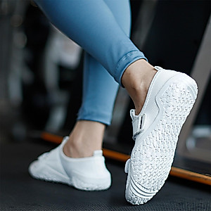 JiuQing Deadlift Shoes Women Indoor Gym Barefoot Shoes Fitness Cross-Trainer Sneaker for Squat Running,White,6.5