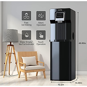 SOOPYK 2 in 1 Bottom Load Water Cooler Dispenser with Ice Maker for 5 Gallon Bottle 27 lbs in 24 hrs for Home Office (Without Hot Water)