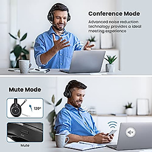 Bluetooth Headset with Microphone, EMEET ENC Noise Cancelling Headphones with 4 Mics, All Day Battery & Comfortable Design PC Headset, Dual-Bluetooth/Dongle/USB Connection for PC/Mac/Tablet/Cell Phone