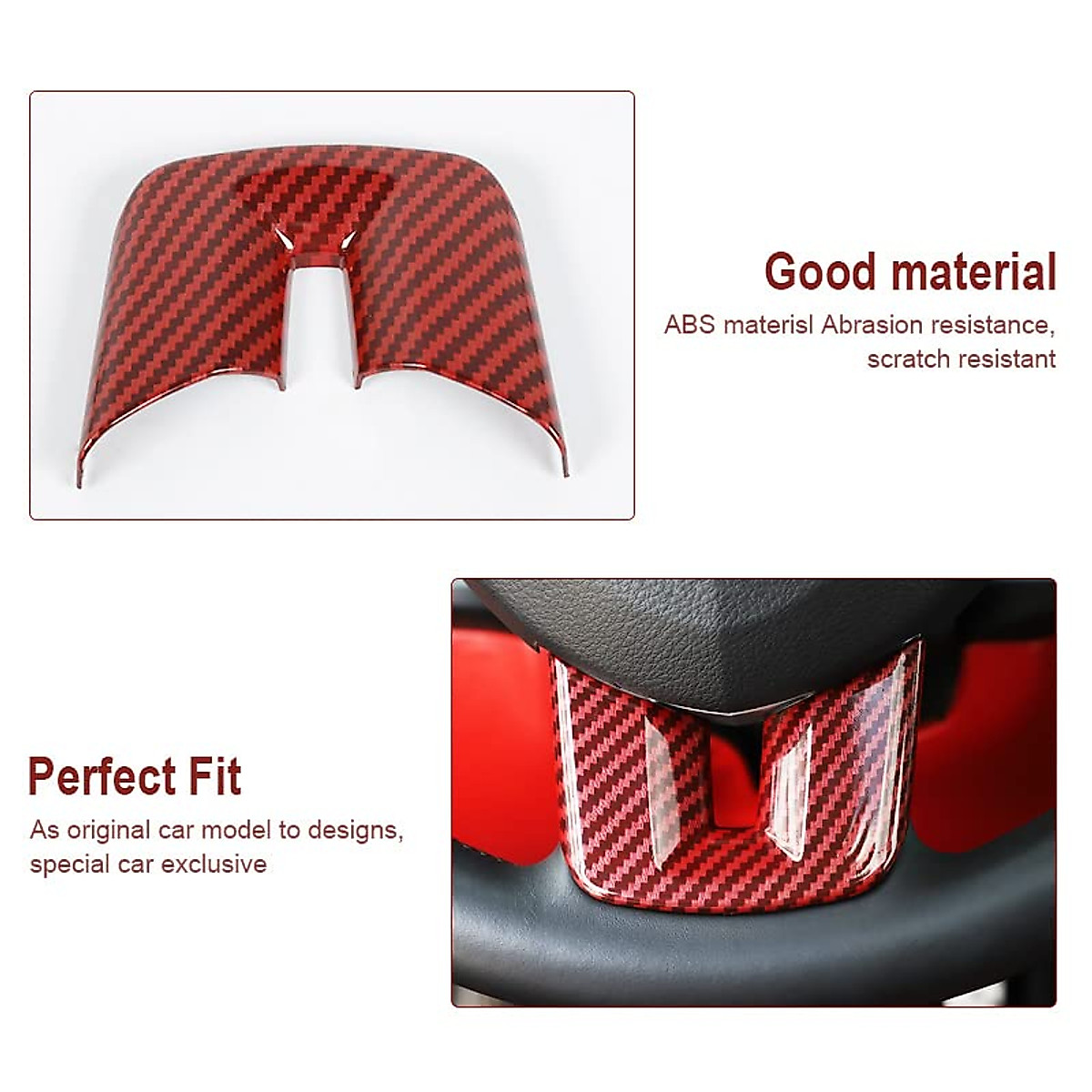 Linskip Steering Wheel Trim Compatible with Dodge Journey 2013-2022 & Charger/Challenger/Durango/Dart 2009-2014, Steering Wheel Cover for Journey Interior Accessories 3Pcs(Red Carbon Fiber)