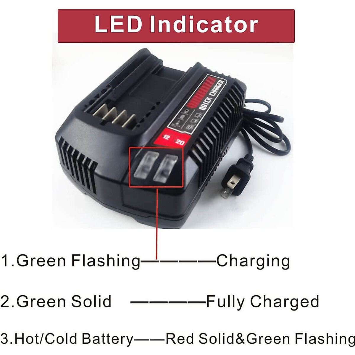 Anoitd CMCB104 Replace for 20V Craftsman V20 Lithium-ion Battery Charger for CMCB201 CMCB202 CMCB203 CMCB204 CMCB205 CMCB209,Charger CMCB100,CMCB101 CMCB104, CMCB124, CMCB102