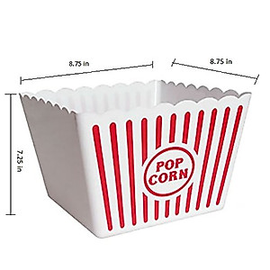 Retro Popcorn Set Bowl Plastic Classic Tub Red & White Striped Container Container Movie Theater Bucket Reusable Set Of 5
