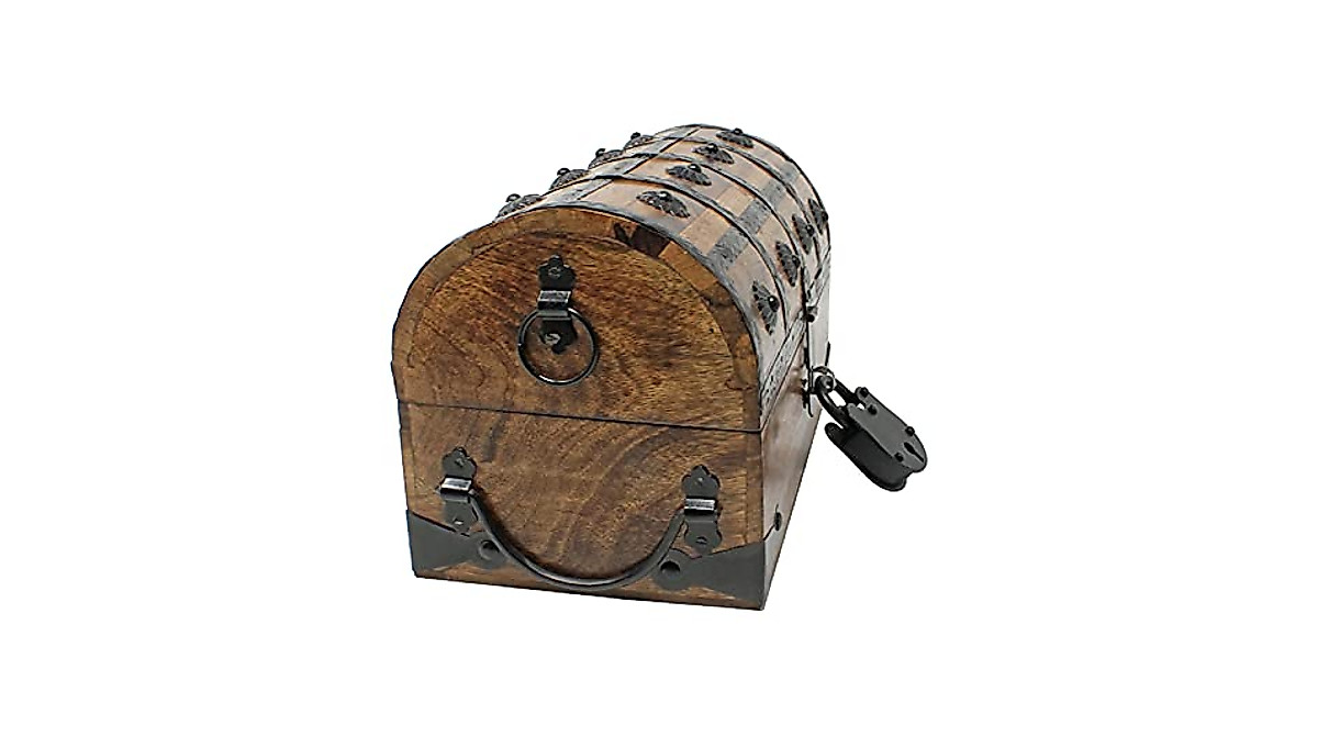 Authentic Pirate Treasure Chest - Wooden Box with Iron Lock