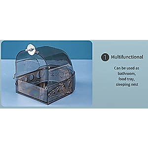 Yu’s north Bird Bath Cage, Cleaning Pet Supplies Cockatiel Bird Clear Bathtub with Hanging Hooks and Bottom Drawer for Little Bird Parrots Spacious Parakeets Portable Shower for Most Birdcage