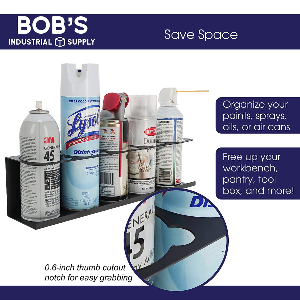 BISupply Large Spray Bottle Holder Wall Mount Bottle Caddy, Empty - 32oz Spray Can Holder Rack Organizer Storage Hanger