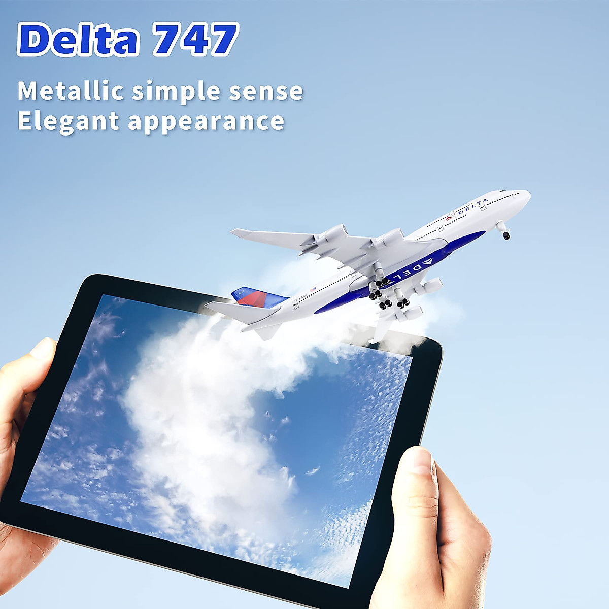 Lose Fun Park 1/300 Diecast Airplanes American Delta Airplane Model Airplane Boeing 747 Model Plane for Adults Collection Office Desktop Decoration Birthday Gift