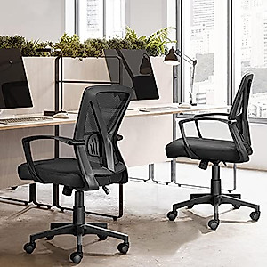 Yaheetech Office Chair Computer Desk Chair Swivel Ergonomic Chair Rolling Executive Office Chair with Wheels and Lumbar Support for Home Office and Study, Black