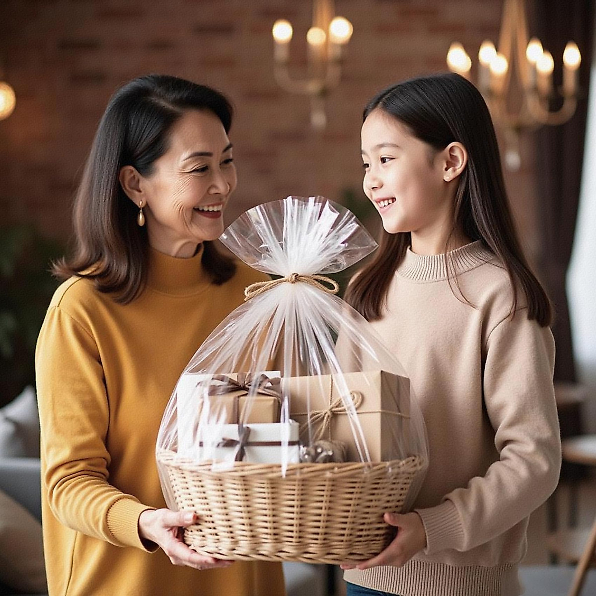 Morepack Large Cello/Cellophane Bags,30x 40 Inches Clear Basket Bags OPP Plastic Cellophane Wrap for Gift Baskets Packaging 10Pack