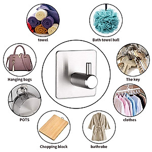 Self Adhesive Hooks Wall Coat Hooks Heavy Duty Wall Hanger Hanging for Robe, Kitchen Bathroom Waterproof Stainless Steel Hooks Ultra Strong Self Metal Key Towel Hooks -4 Packs