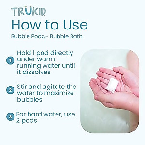 TruKid Bubble Podz Bubble Bath for Baby & Kids, Gentle Refreshing Bath Bomb for Sensitive Skin, pH Balance 7 for Eye Sensitivity, Natural Moisturizers and Ingredients, Lavender (10 Podz)