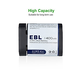 EBL 2CR5 Lithium Batteries, 6 Volt Photo Battery with PTC Protection Replacement for 245 DL245 EL2CR5 Kl2CR5