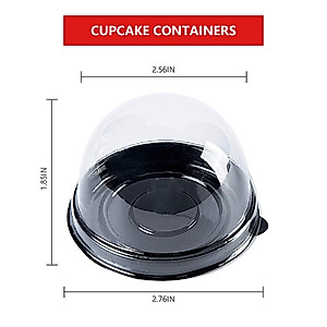 Clear Plastic Mini Cupcake Container, Mini Cupcake Boxes Mooncake Boxes Muffin Pod Clear Deep Dome,Plastic Disposable Stackable Cupcake Containers For Wedding Party Birthday Gifts (Black, 50pc)