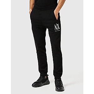 A|X ARMANI EXCHANGE mens Icon Project Embroidered Jogger Casual Pants, Black, Large US