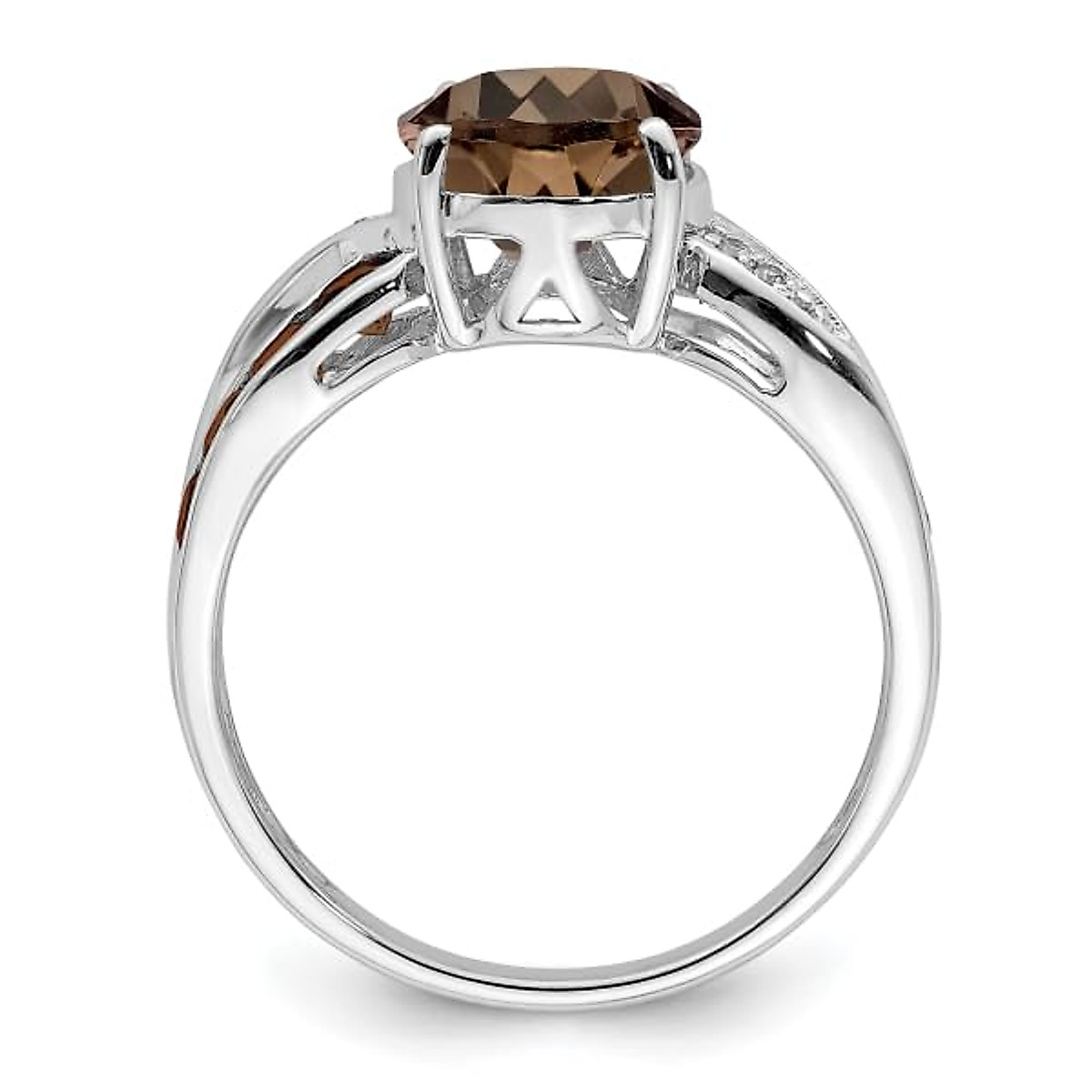 IceCarats 925 Sterling Silver Diamond Brown Smoky Quartz Ring Gemstone Band Size 10