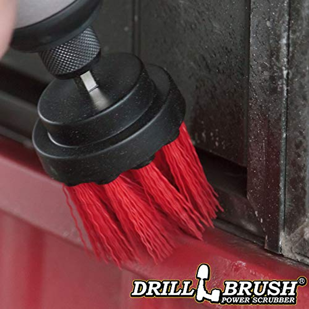 Drill Brush Power Scrubber - Small Round Stiff Brush - Outdoor Cleaning - Stiff Bristle Deck Brush - Scrub Brush - Concrete Bird Baths - Garden Statues - Spin Brush - Granite Headstone Brush