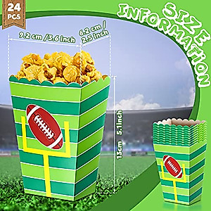 Zubebe 36 Pcs Football Popcorn Boxes Football Party Favor Football Party Supplies Paper Snack Cups Sports Theme Disposable Popcorn Bowl for Birthday Sports Event, 5.1 x 3.6 x 2.5''
