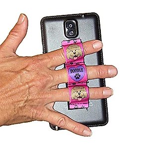 LAZY-HANDS 3-Loop Phone Grip - FITS Most - Doodle Love Chocolate on Pink