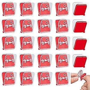 SUPERFINDINGS 24Pcs Self Adhesive Clips Tapestry Hangers Shower Curtain Clips 33x30x22mm Small Hanging Spring Clips for Poster Photo Paper Flag Hanger, Hole: 4mm