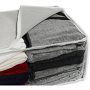 Simple Houseware 3 Pack Foldable Closet Organizer Clothing Storage Box with Clear Window, Grey