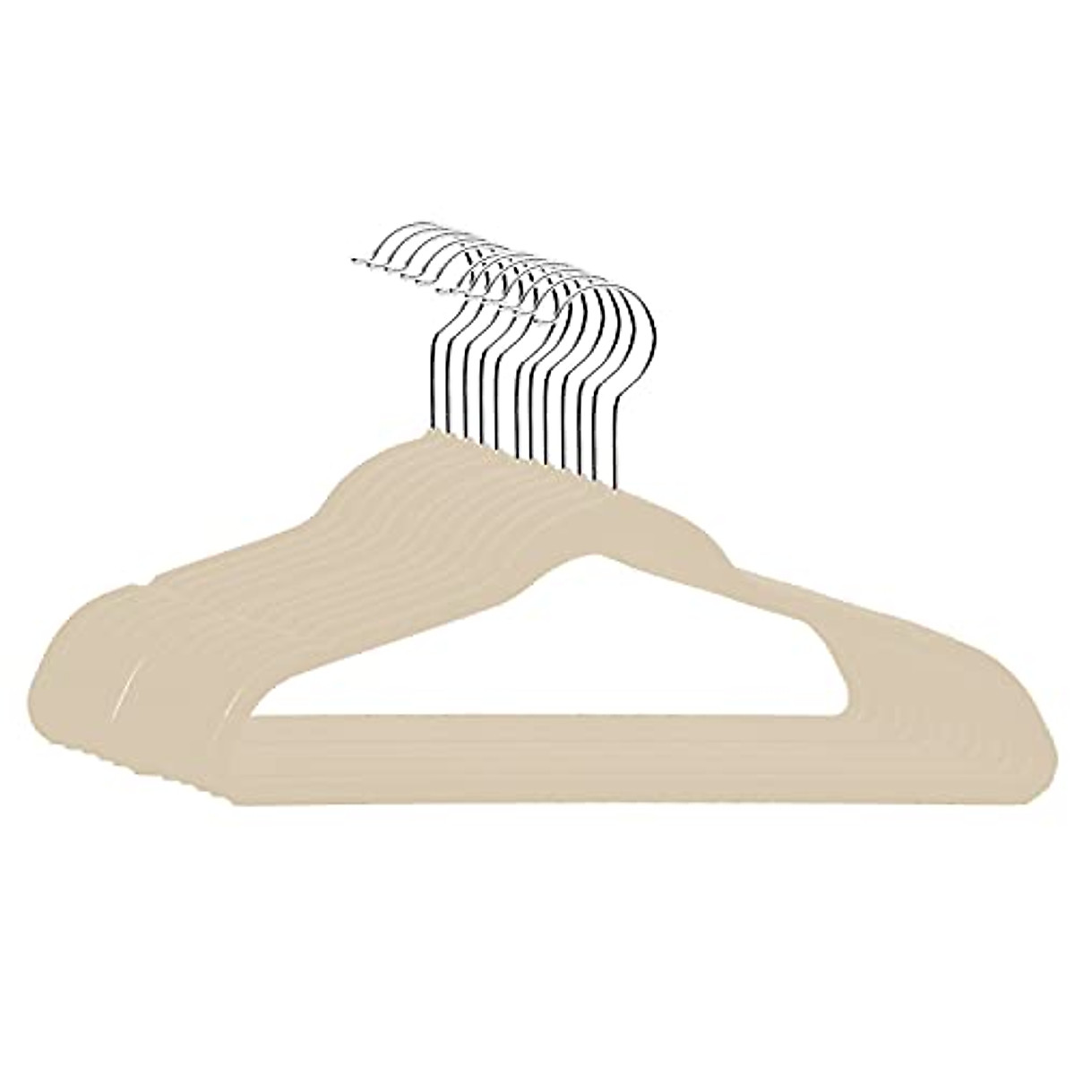 Simplify Children’s 10 PK Velvet Hangers | Dimensions : 13.78" W x 8.46" H | Durable Plastic | Non-Slip | Keeps Shape | 14” Width | Children Sizes 2-16 | Velvet