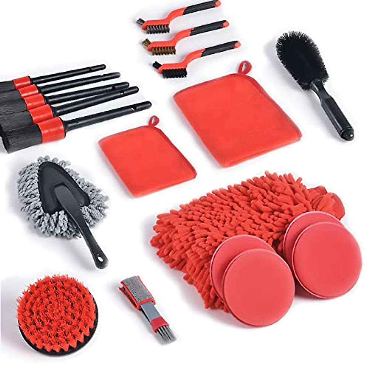 WEIYOUPIN Car Cleaning Kit - 19pcs Car Cleaning Detail Kit Detailing Brush Set Car Detail Kit Car Cleaning Supplies for Wheels, Dashboard, Engine, Leather, Carpet