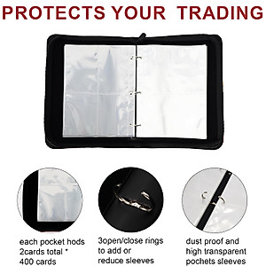 Collectible Trading Card Albums,Collectible Trading Card Protective Sleeves,Card Binder 4-Pocket,400 Pockets Card Case Holder for TCG, Sports Card.