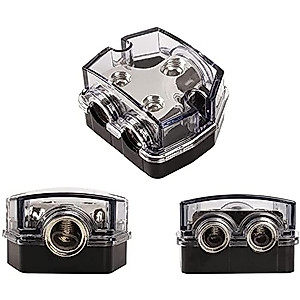 DHYANAOM Amp Power Distribution 2 Way, 0 Gauge in 0 Gauge Out Power Distribution Block for Car Amplifier Audio Splitter 2Pcs