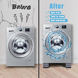 4 Pcs Double Heightened Anti Vibration Pads for Washing Machine, Washer & Dryer Pedestals with 1100 lbs Weight Capacity, Anti-Slip, Shock-Absorbing & Noise-reducing Mats, Suitable for Most Furniture