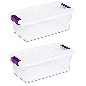 Sterilite 17511712 6-Quart ClearView Latch Box, with Plum Handles, 2-Pack