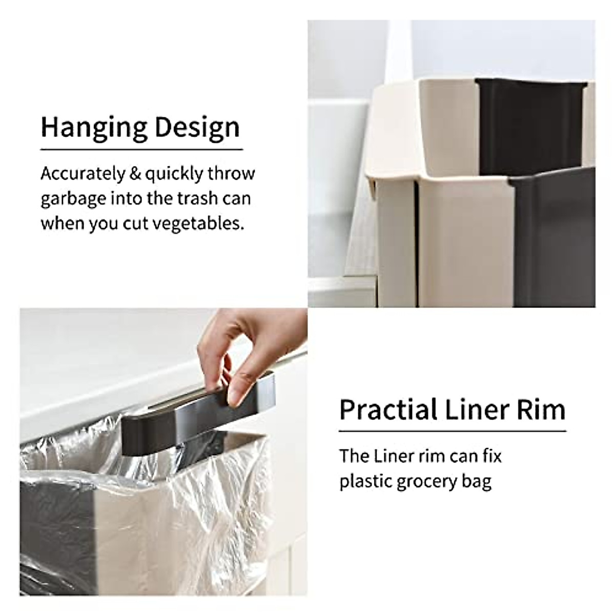 Horoper Hanging Trash Can, Foldable Garbage Can, Waterproof Multifunctional Countertop Hanging Kitchen Trash Can for Home Kitchen Bathroom(Coffee)