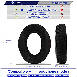 AHG Replacement HD 650 / HD 600 Ear Pads Headphone Cushions Compatible with Sennheiser HD650 HD660S HD660S2 HD600 Massdrop X HD6XX HD58X Jubilee HD580 HD565 Jubilee. Premium Velour/High-Density Foam