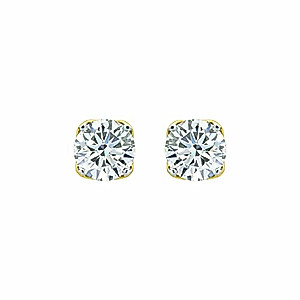 Pritvi Jewels 0.50Ct Round Cut White Diamond 925 Sterling Silver 14K Yellow Gold Over Diamond Solitaire Women's Stud Earring