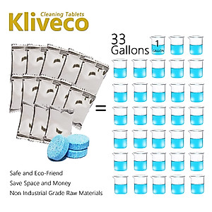 Kliveco 30PCS Car Windshield Washer Fluid Tablet,Windshield Wiper Fluid,Window and Glass Cleaner Effervescent Tablets,1 Pack Makes 33 Gallons,car,Home(Winter: Use With De-icer or Methanol)
