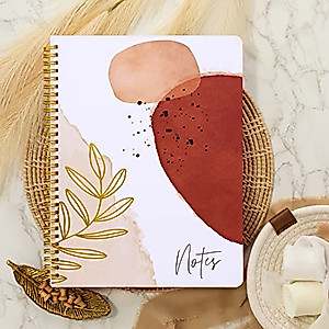 ZICOTO Aesthetic Spiral Notebook Journal For Women - Cute Abstract 10.5" x 8.5" College Ruled Notebook With Large Pockets, Lined Pages and Hardcover - Perfect to Stay Organized at Work or School