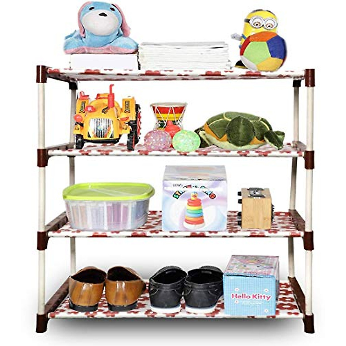 OppsDecor 10 Tiers Shoe Rack, Easy Assembled Shoe Stand Non-woven Fabric Shoe Tower, Sturdy Shoe Shelf Storage, Rack for Shoes Organizer Cabinet