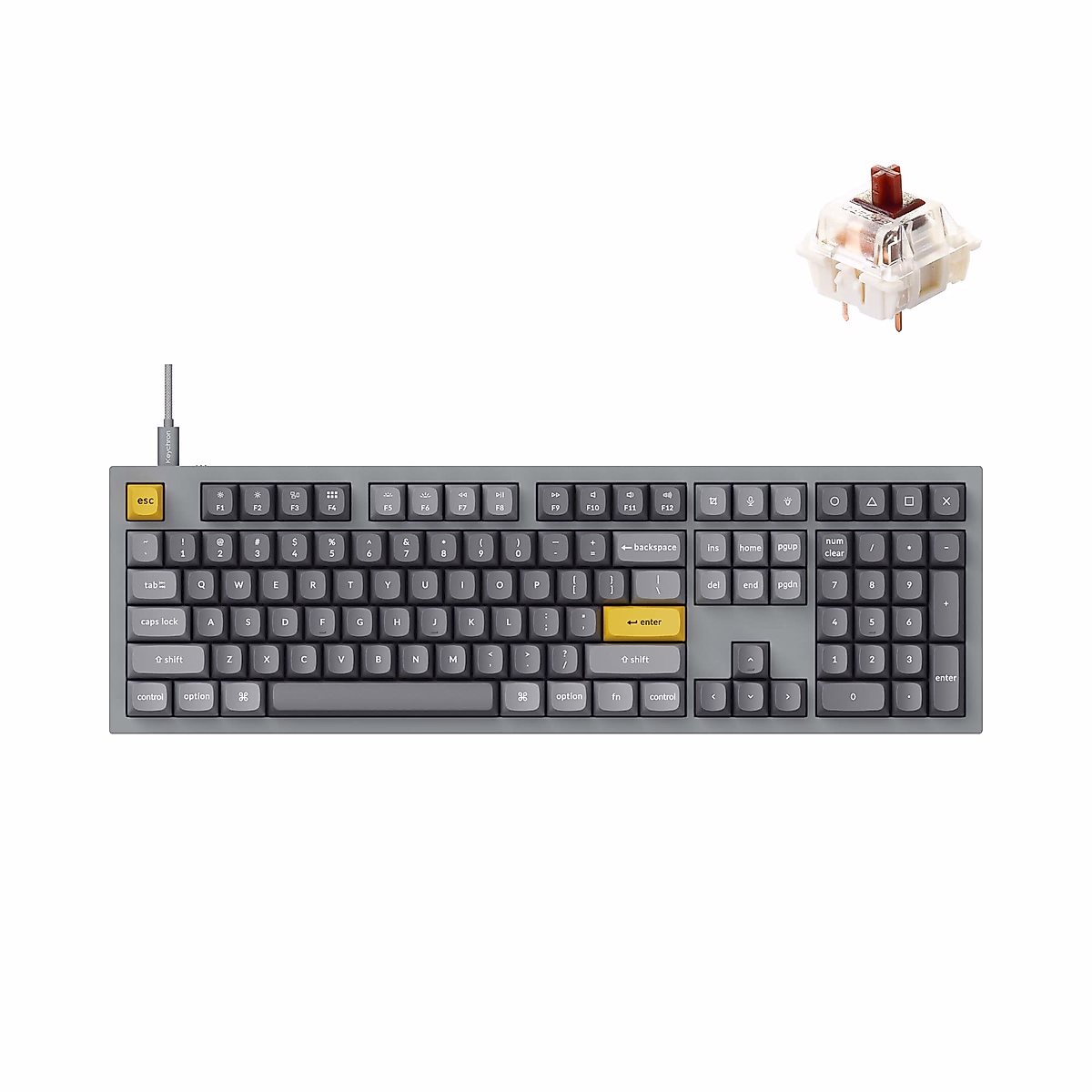 Keychron Q6 Wired Custom Mechanical Keyboard, QMK/VIA Programmable Macro, Full-Size Aluminum RGB Backlit, Double Gasket Hot-Swappable Gateron G Pro Brown Switch Compatible with Mac Windows Linux-Grey