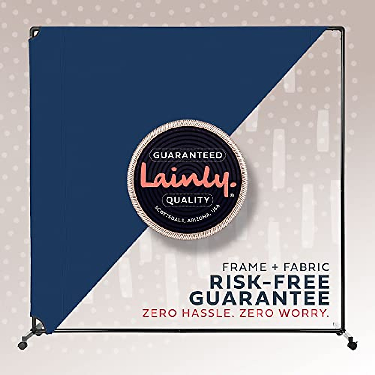 Lainly Rolling Room Divider Wall - Made in North America (6' L x 6' H, Cobalt Blue) Partition Room Dividers, Temporary Wall, Office Divider, Privacy Screen, Wall Divider & Room Divider Screen