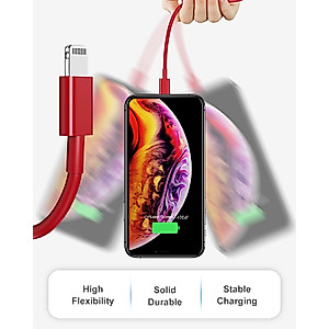 4 Pack [Apple MFi Certified] Apple Charging Cables 6ft, iPhone Chargers, Lightning Fast iPhone Charging Cord for iPhone 12/11/11Pro/11Max/ X/XS/XR/XS Max/8/7, ipad(White) (4pack(6ft), Red, 4)