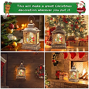 Christmas Snow Globe, Musical Snow Globe Lights with 6 Hour Timer and 39In USB Batteries Powered, Retro Style Holiday Glitter Globe for Xmas Home Decoration and Santa Gifts