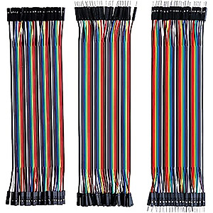 MMOBIEL 120 Pcs Multicolored Dupont Breadboard Jumper Wires 40-pin M/F, M/M, F/F Ribbon Cables Kit Compatible with DIY Arduino, Raspberry Pi 2 3 4 Projects, Length 20cm / 8 Inch