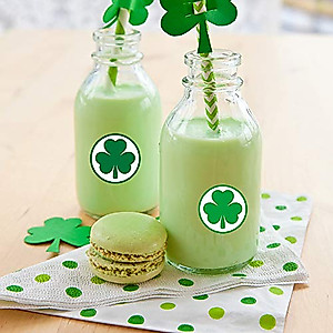 Mocossmy St Patrick's Day Stickers Decoration,500 PCS Shamrock Clover Lucky Stickers Roll Self Adhesive Labels Irish Crafts for St Patrick's Day Envelopes Gifts Bags Boxes Cards Party Favors Supplies