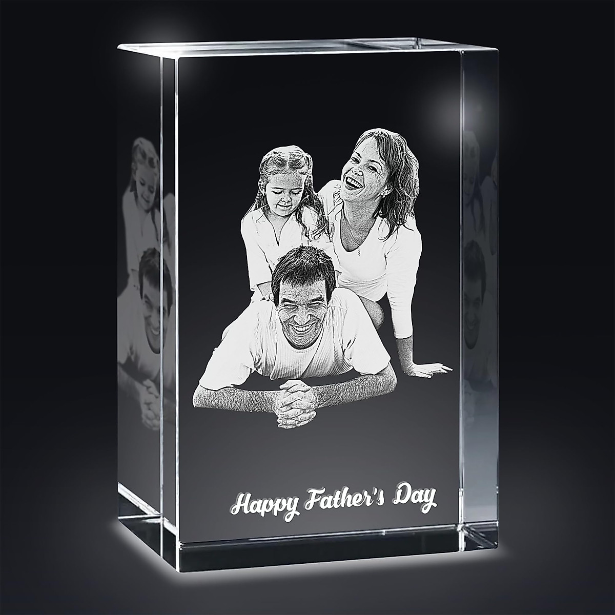 Personalized 3D Crystal Photo, Custom 3D Photo Crystal, Laser Photo Etched Engraved Inside The Crystal with Your Own Picture, 3D Picture Gift Idea, 3D Photo Engraved Crystal Gifts for Dad Father's Day