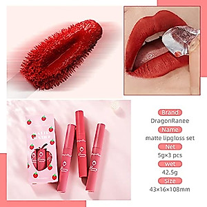 3 Piece Nude Matte Lipstick Set,Natural Nude Lipstick Velvet Air Moisture Smooth Crayon Lip Stain,Matte Lipstick 24 Hour Superstay,Long Lasting Waterproof Lip Gloss Lipstick for Women Makeup(Set C)