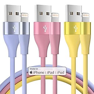 iPhone Charger [Apple MFi Certified] 3Pack 10FT Lightning Cable Fast Charging iPhone Charger Cord Compatible with iPhone 13 12 11 Pro Max XR XS X 8 7 6 Plus SE and More - Colorful