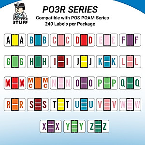 Doctor Stuff - File Folder Labels, Alphabet Letter D, Ringbook Sheets, POS 3400 - POAM Series Compatible Alpha Stickers, Red, 15/16" x 1-5/8", 240 Labels per Pack