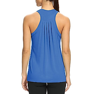 Mippo Workout Tops for Women Loose Fit Tennis Shirt Yoga Tank Top Exercise Clothes Sports Tanks Active Wear Womens Activewear Tank Tops Long Flowy Tank for Women Blue M