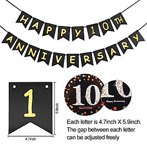 Yoaokiy 10 Year Anniversary Decorations Supplies Kit - Happy 10th Anniversary Banner, 9 Hanging Swirls, 6 Poms - 10th Wedding Anniversary Party Decorations…