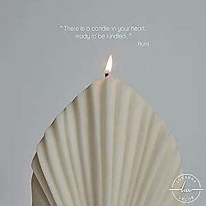 LUXANNA Large Decorative Scented Palm Leaf Shaped Candle (White) - Handmade Aesthetic Candle for Home Decor - Minimal Soy Wax Scented Candles Ideal Gift for Mother's Day, Birthday, Wedding, etc