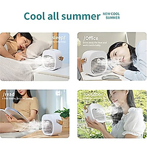 Portable Air Conditioner Fan，MiNi USB Evaporative Air Conditioner Fan，10000mAh cordless Rechargeable Personal Desktop Fan，3-Speed Silent for Office，Living Room，Bedroom，Car and Outdoor Activities（Blue）
